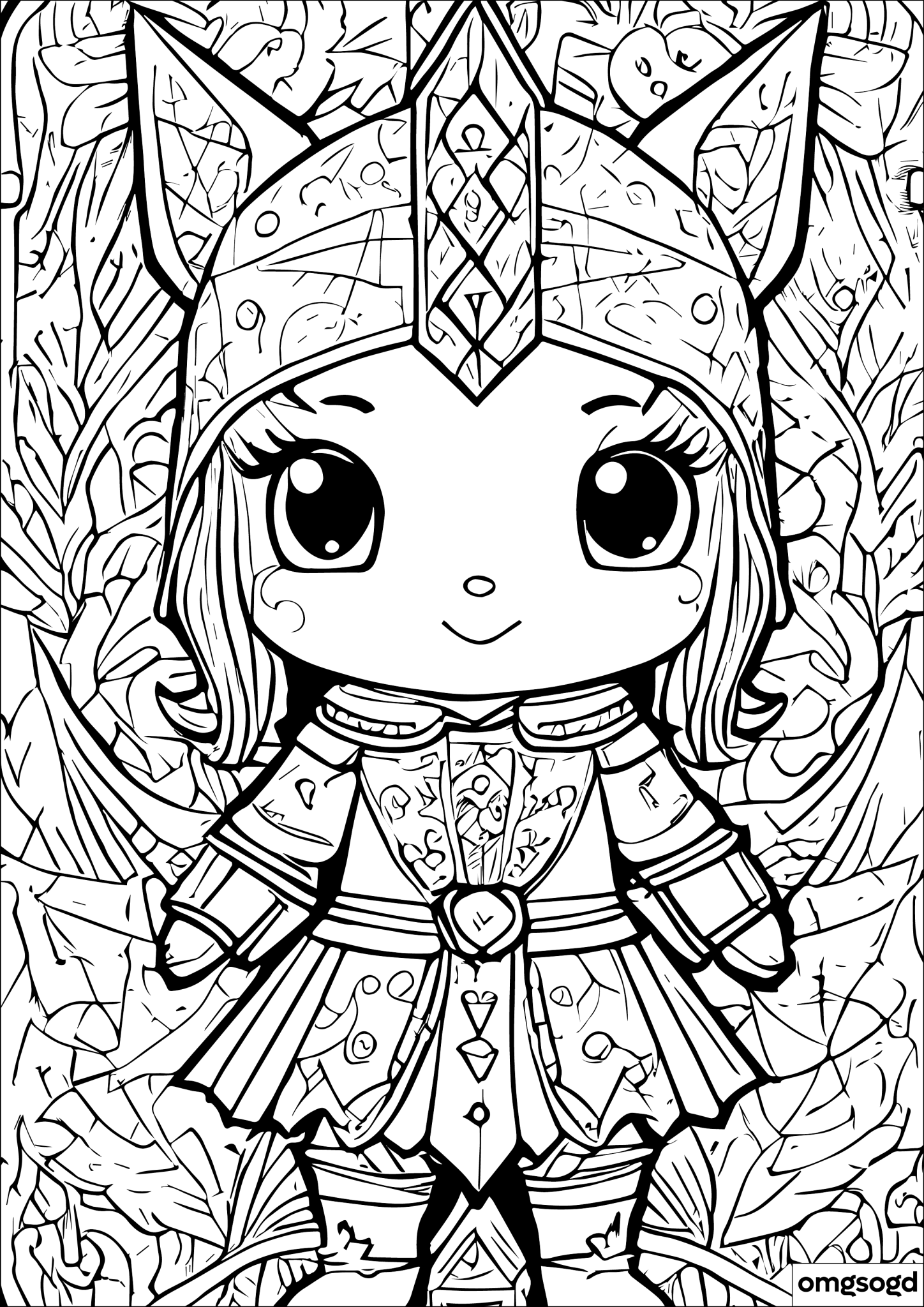 11 Free Kawaii Game Characters on Stained Glass Background Coloring Pages