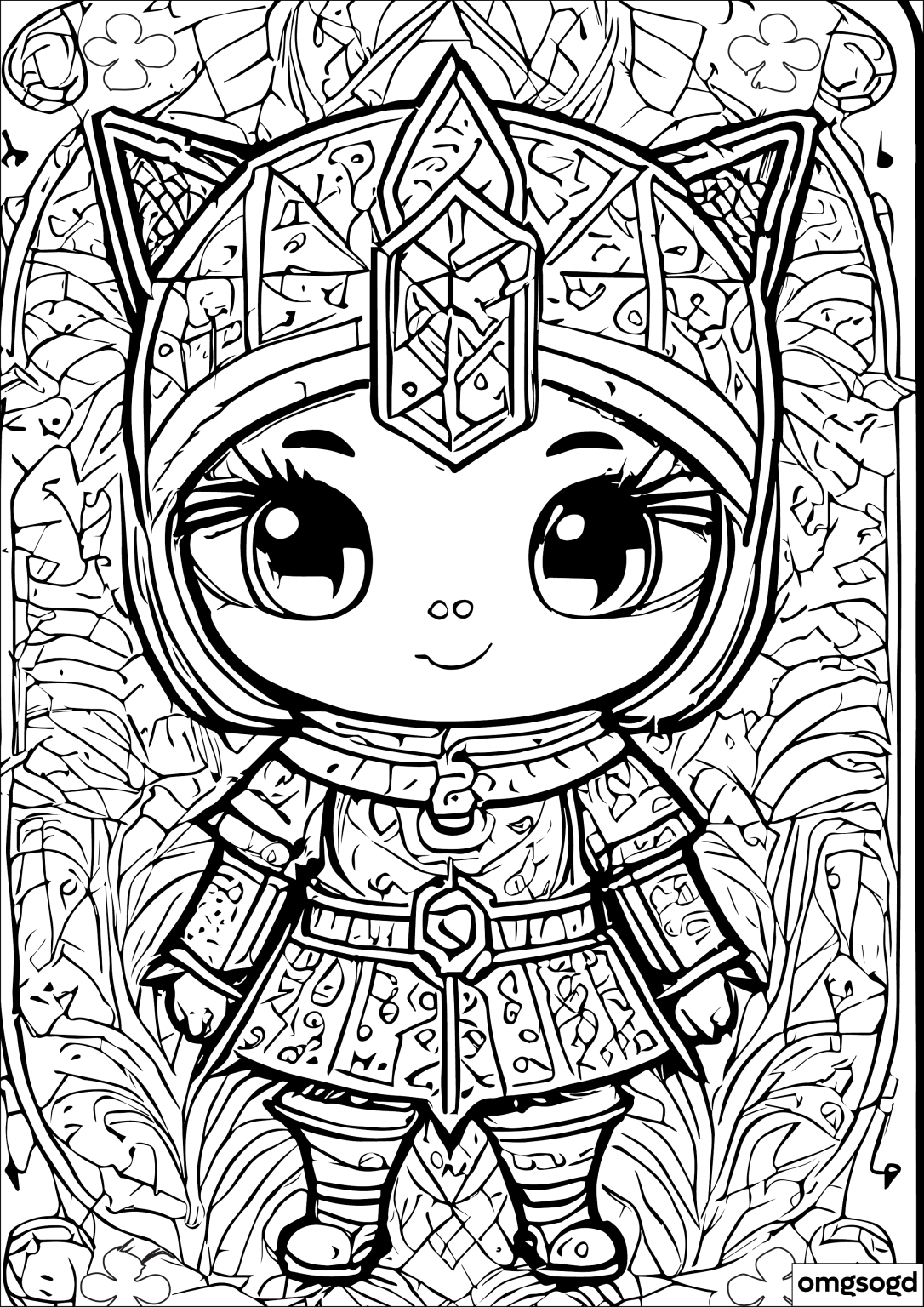 11 Free Kawaii Game Characters on Stained Glass Background Coloring Pages