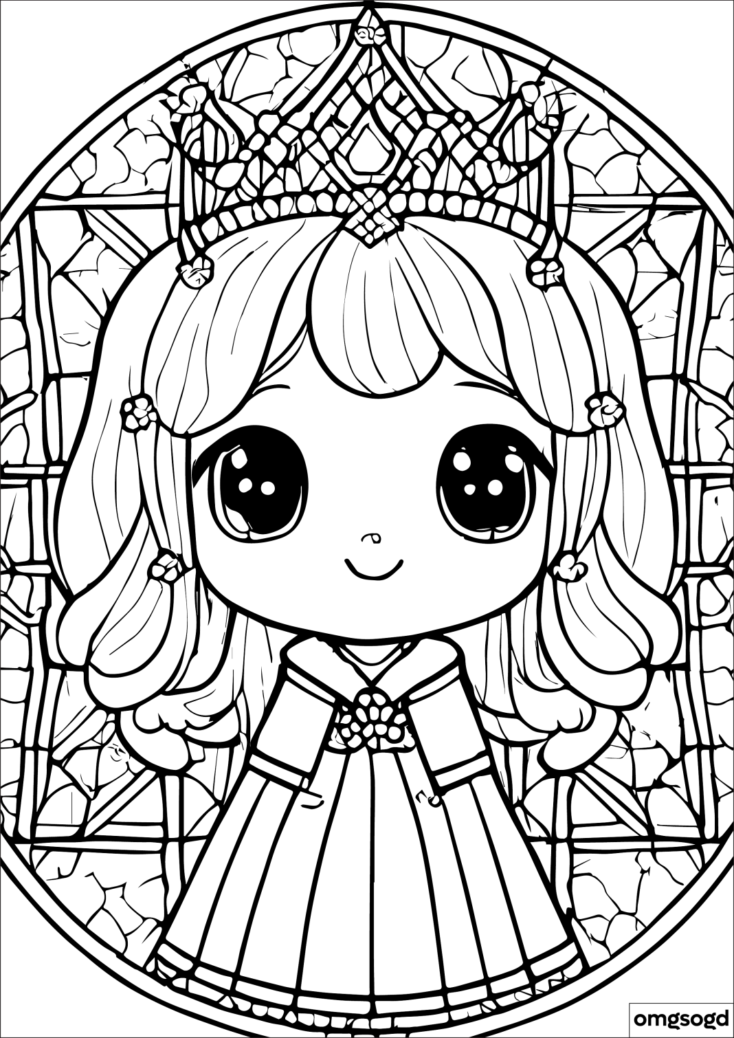 11 Free Kawaii Game Characters on Stained Glass Background Coloring Pages