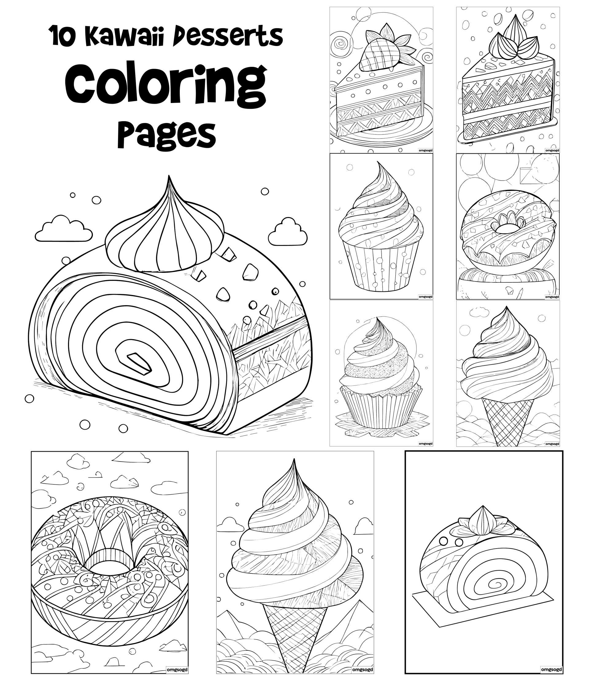 Sweeten Your Day with 10 Free Kawaii Dessert Coloring Pages!